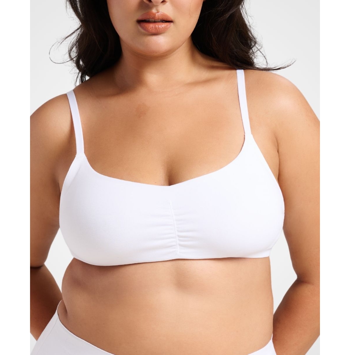 Click here for Siella Womens Cotton No-Show V-Scoop Bra - White prices