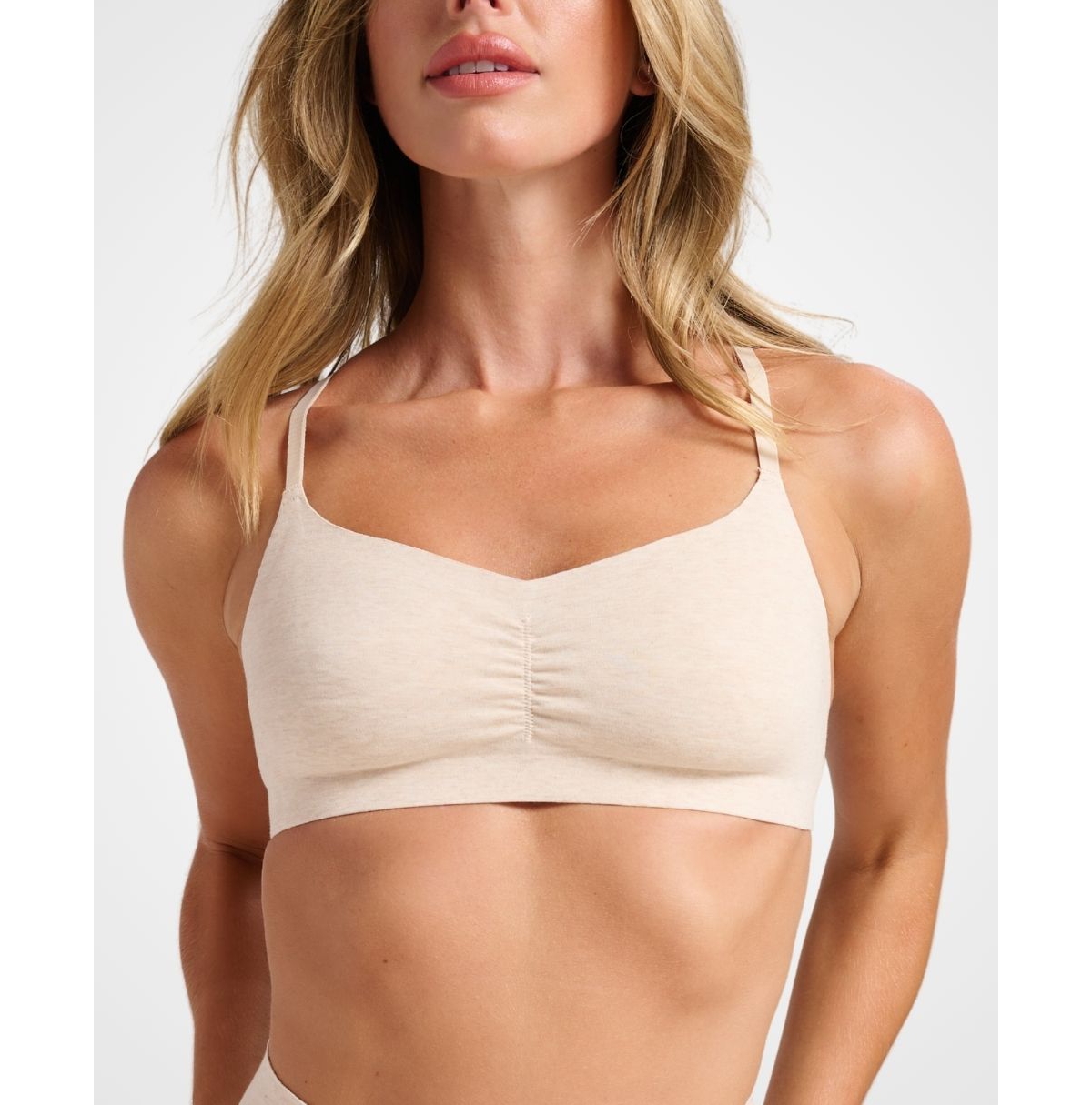 Click here for Siella Womens Cotton No-Show V-Scoop Bra - Oatmeal prices
