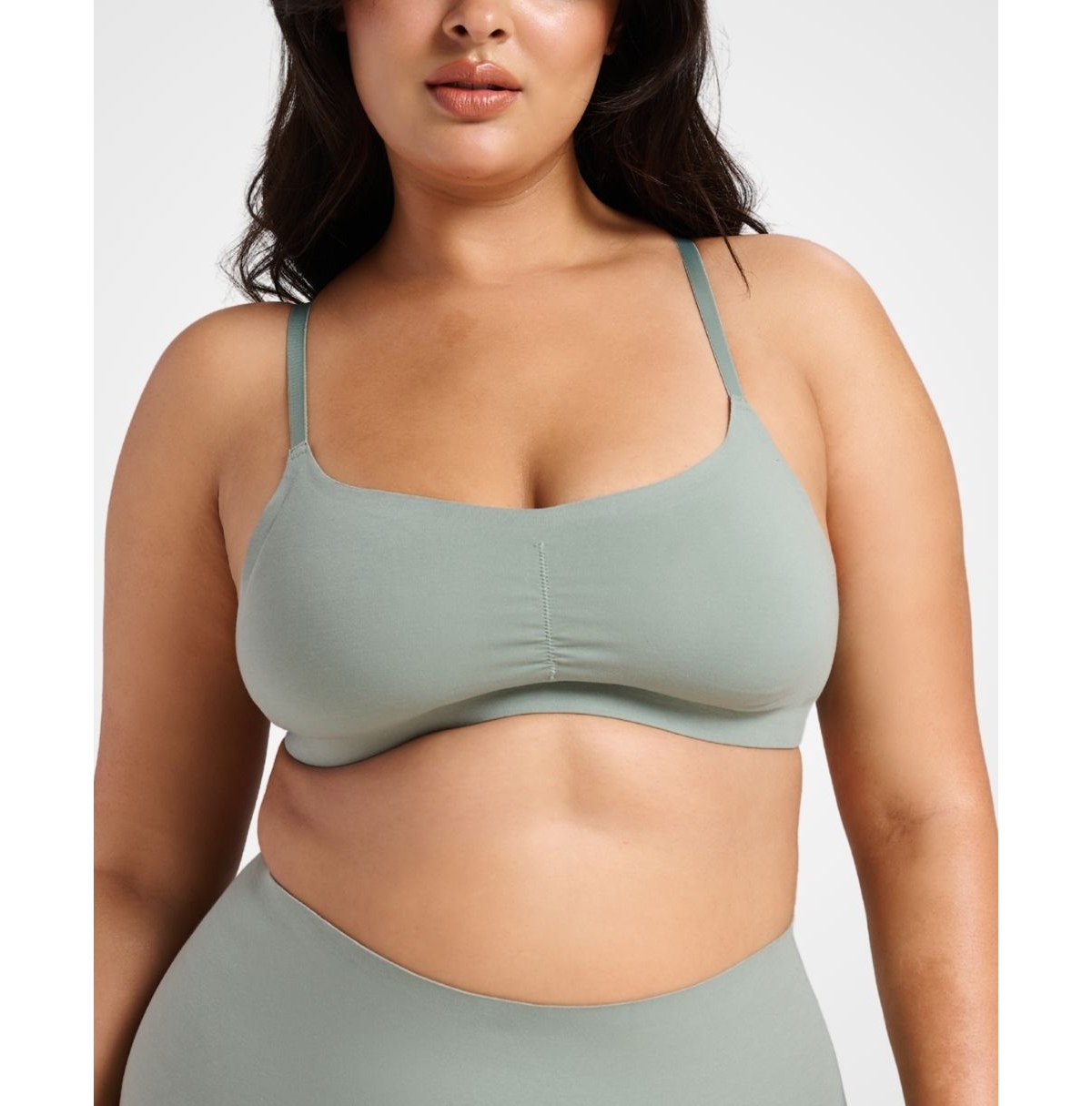 Click here for Siella Womens Cotton No-Show V-Scoop Bra - Sage prices