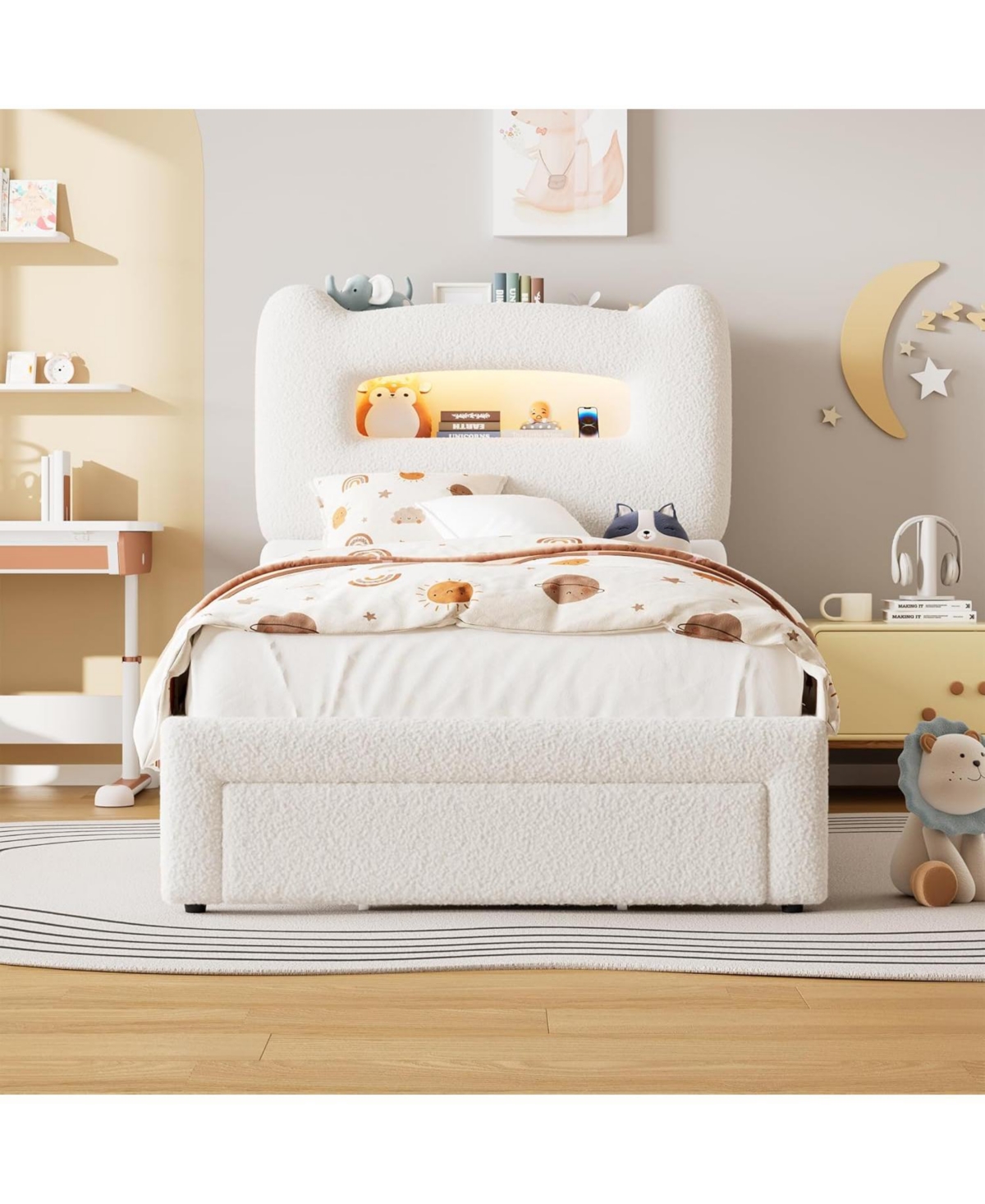 Click here for gaomon Led Bed Frame with 2-Tier Storage Headboard... prices