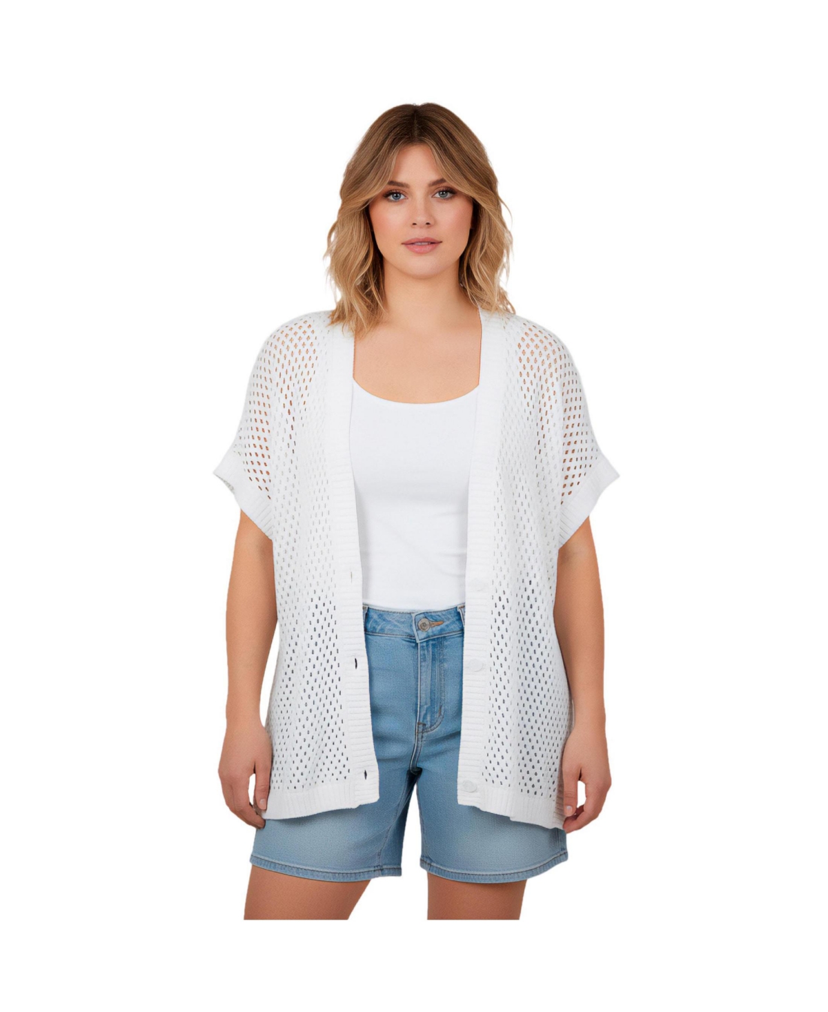 Click here for Avenue Womens Short Sleeve Button Front Cardigan -... prices