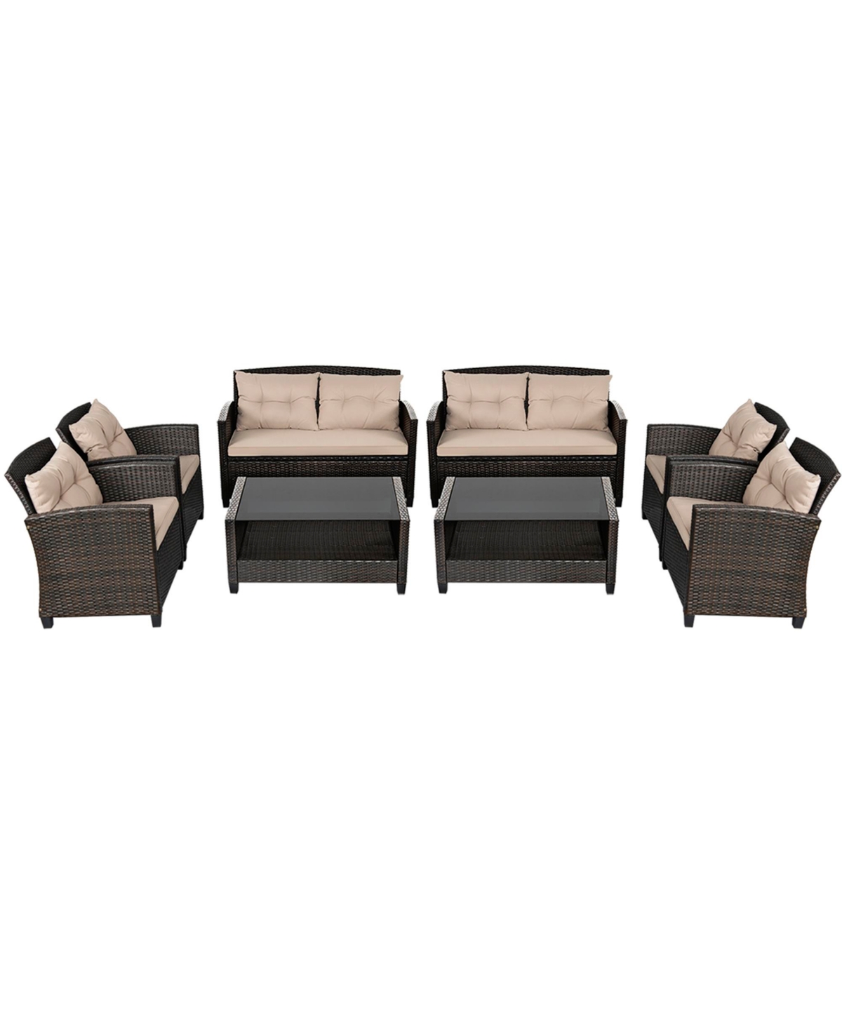 Click here for Gymax 8pcs Patio Rattan Conversation Set Cushioned... prices