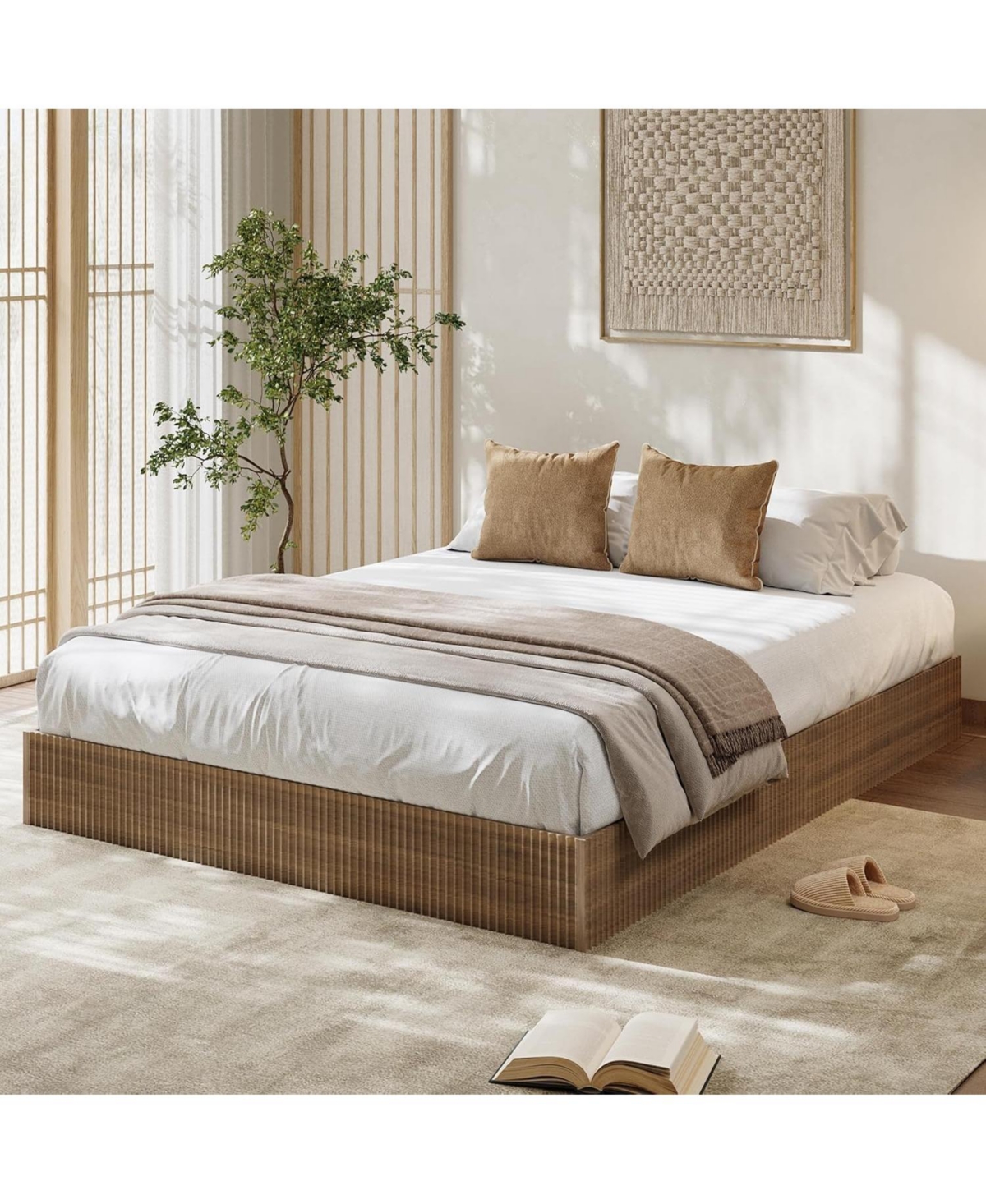 Click here for gaomon Full Bed Frame  Wood Platform Bed with Flut... prices