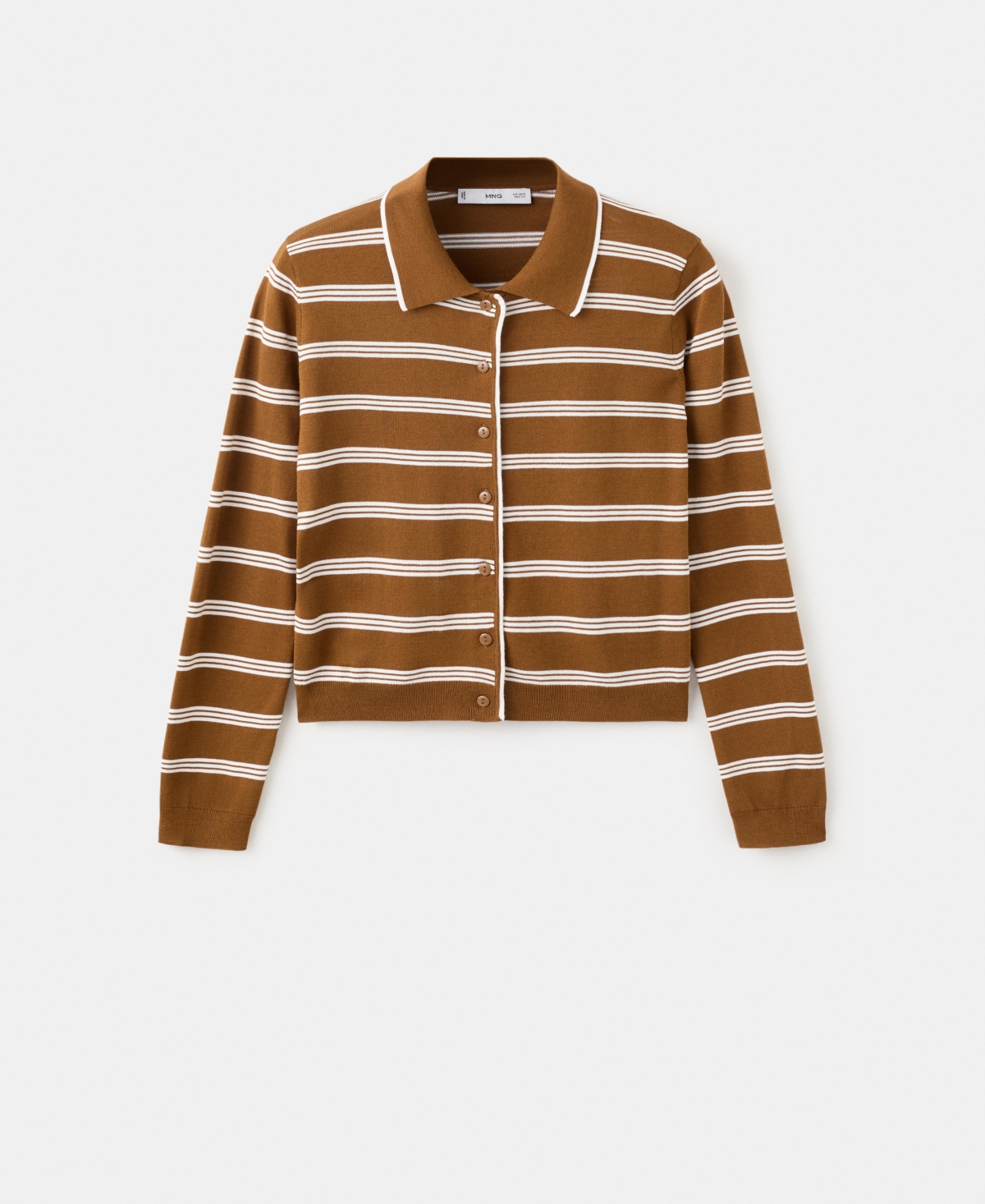 Click here for Mango Womens Shirt Collar Cardigan - Caramel prices