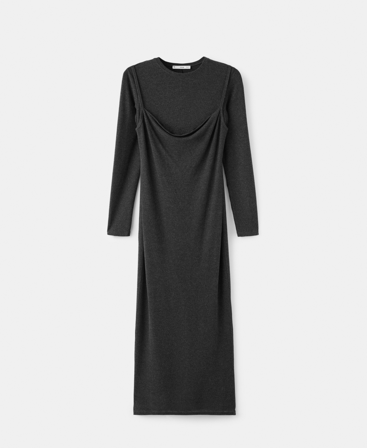 Click here for Mango Womens Draped Combined Dress - Dark Heather... prices