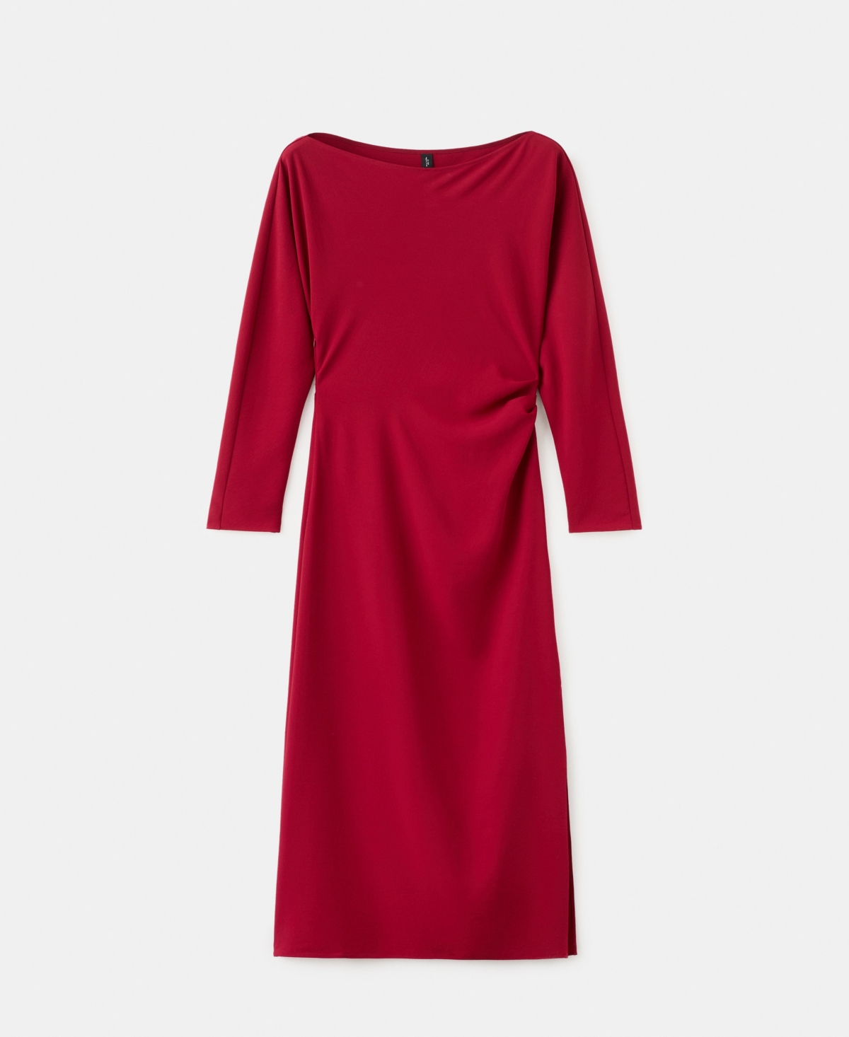 Click here for Mango Womens Boat-Neck Ruched Dress - Red prices