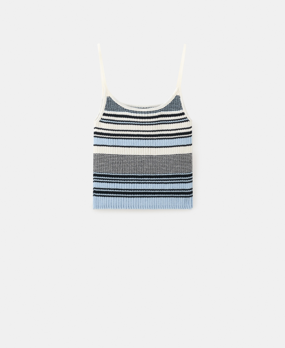 Click here for Mango Womens Striped Knitted Fitted Top - Blue prices