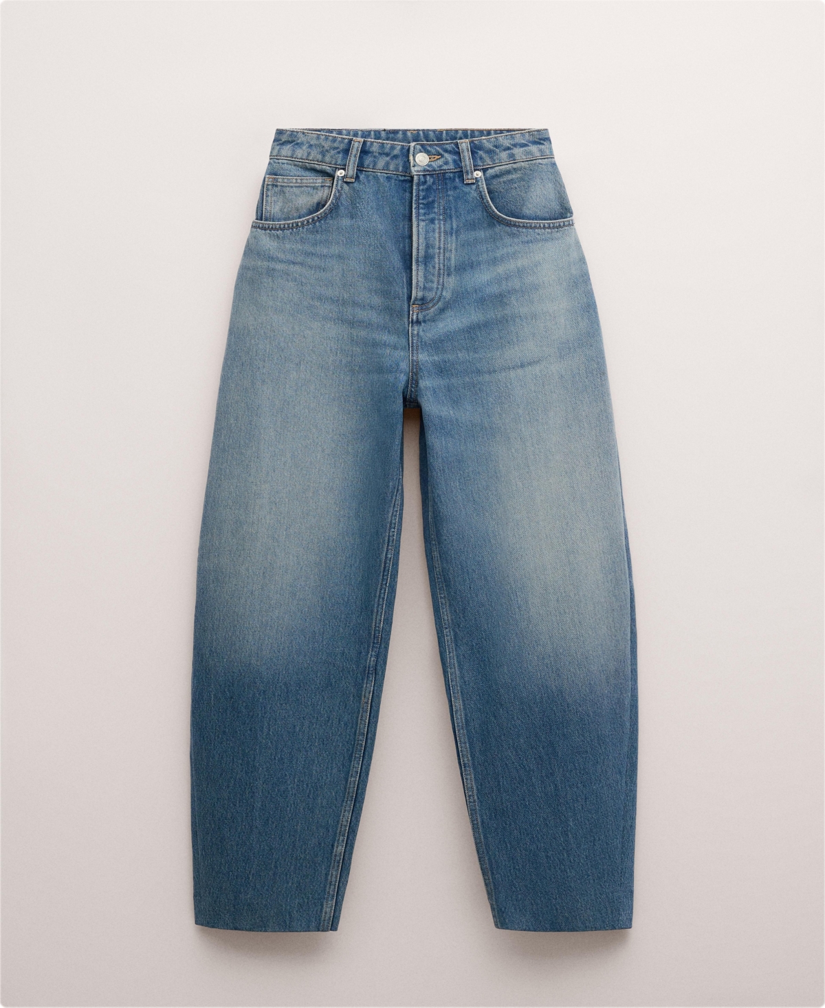 Click here for Mango Womens High-Rise Balloon Jeans - Medium Blue prices