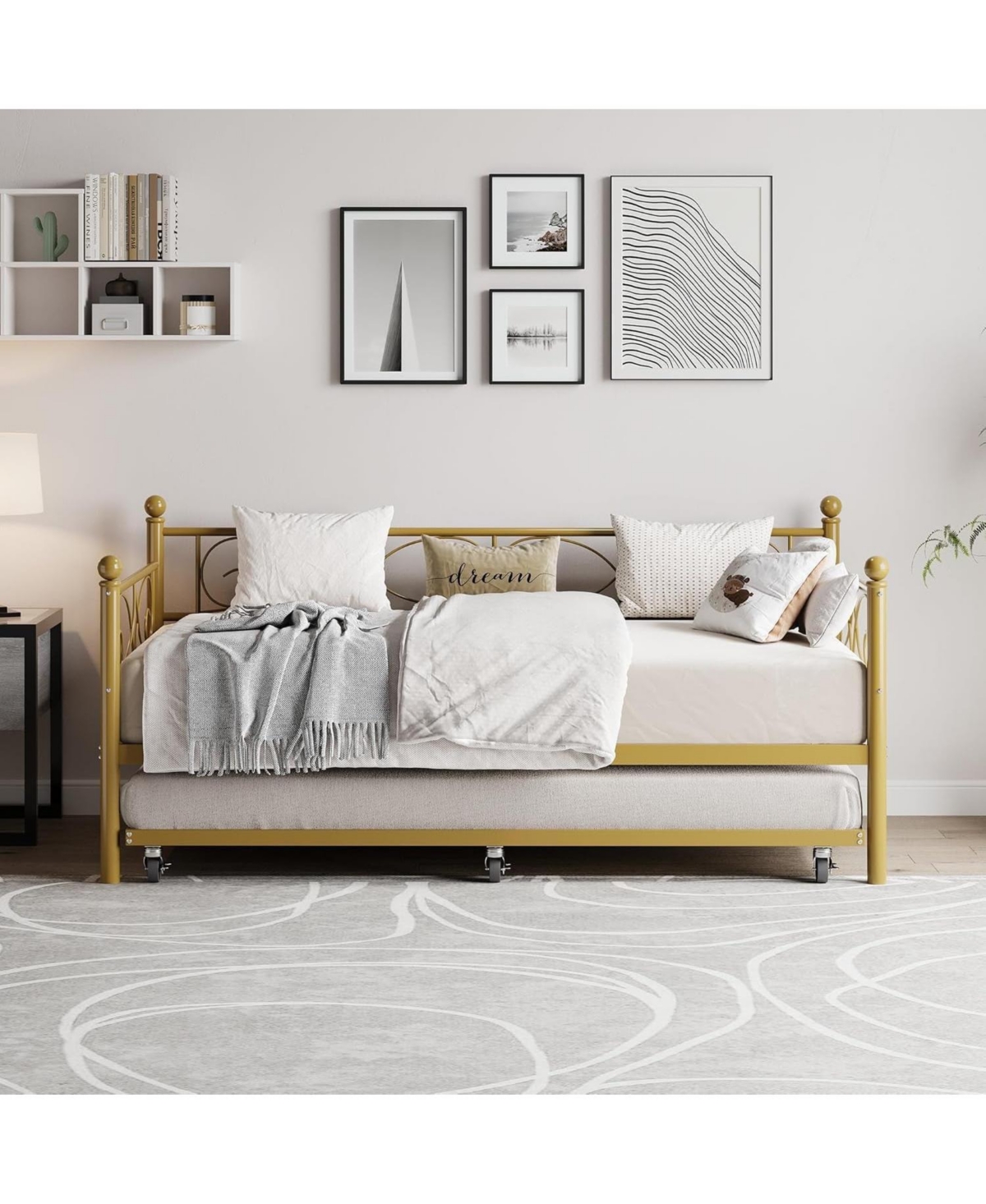 Click here for gaomon Twin Daybed with Trundle Space-Saving Gold... prices