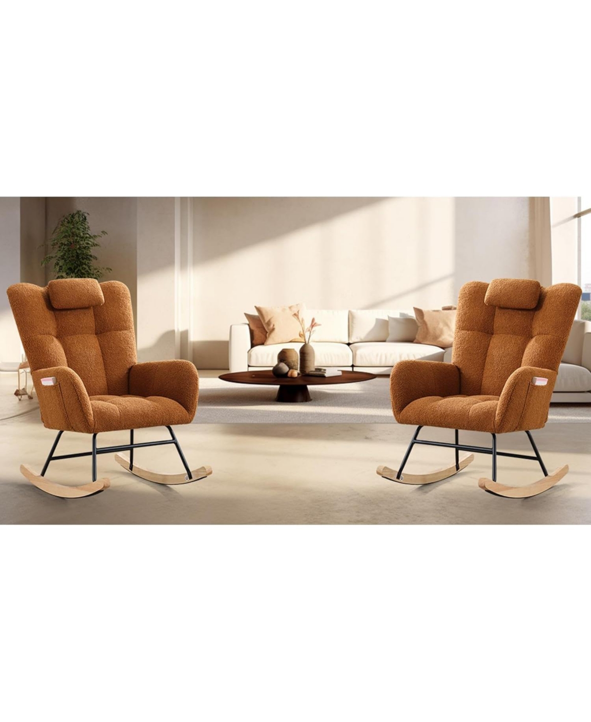 Click here for gaomon Upholstered Rocking Chair with Padded Seat... prices