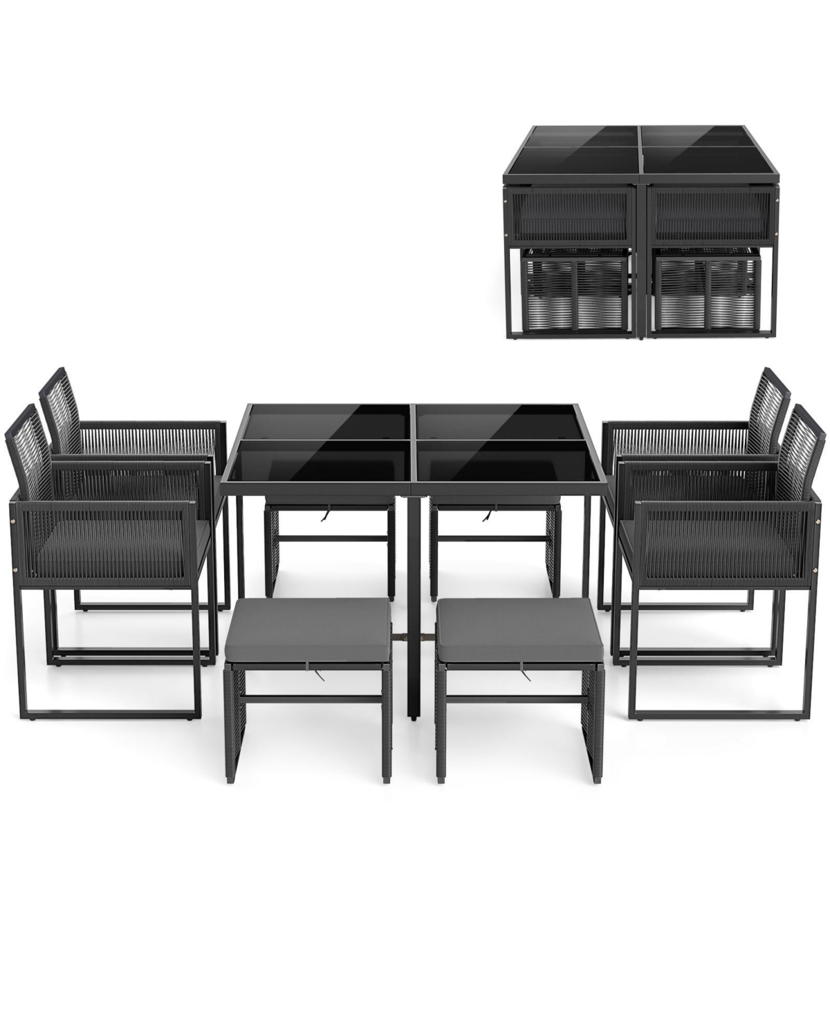 Click here for Gymax Set Of 9 Patio Dining Set w/ Pe Rattan Chair... prices
