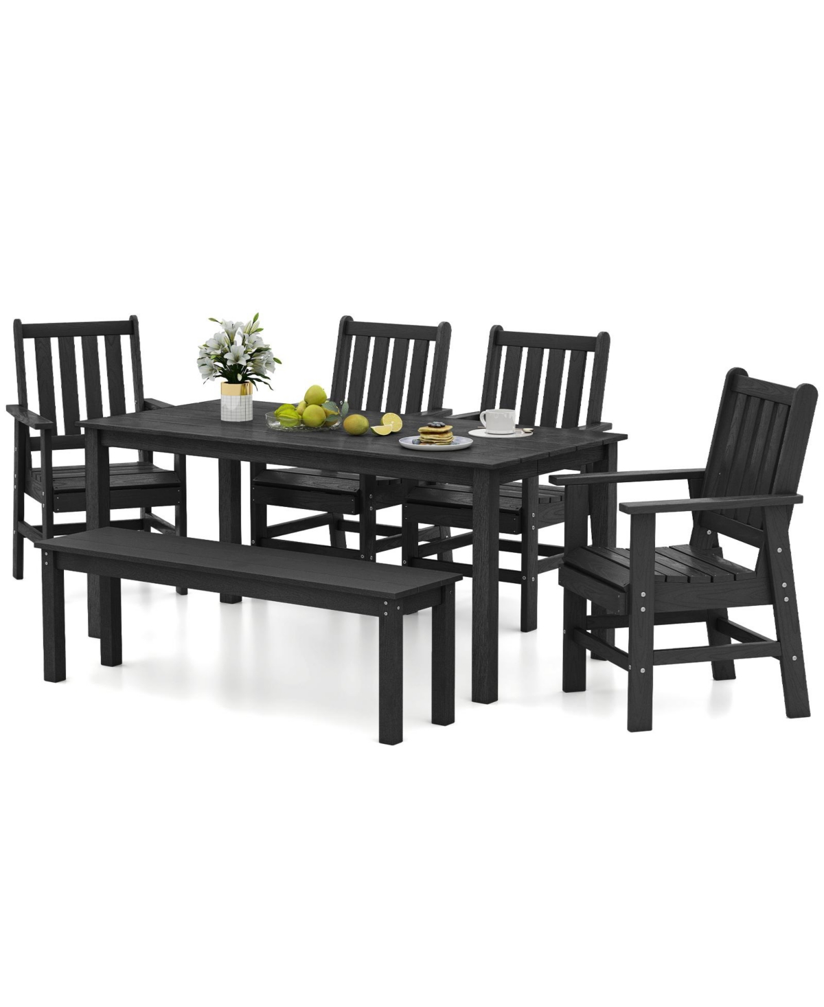 Click here for Gymax 6PCS Patio Dining Bench Set Outdoor Hdpe Wea... prices