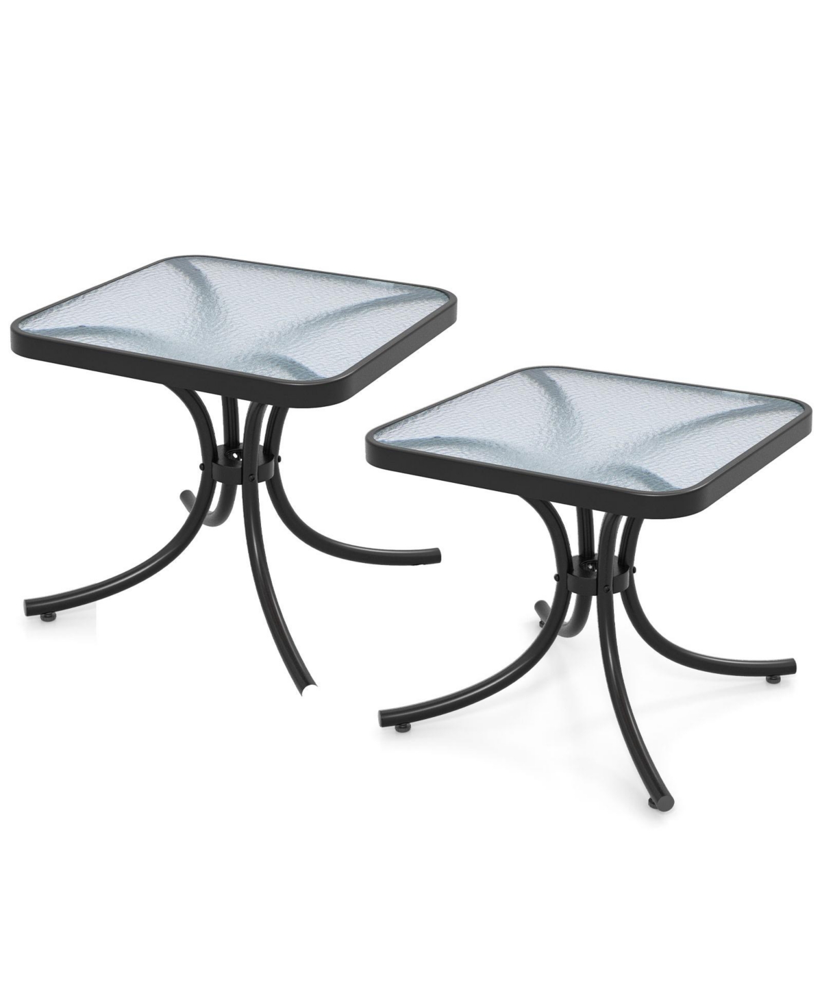 Click here for Gymax 2PCS 20 Outdoor Side Table w/Tempered Glass... prices