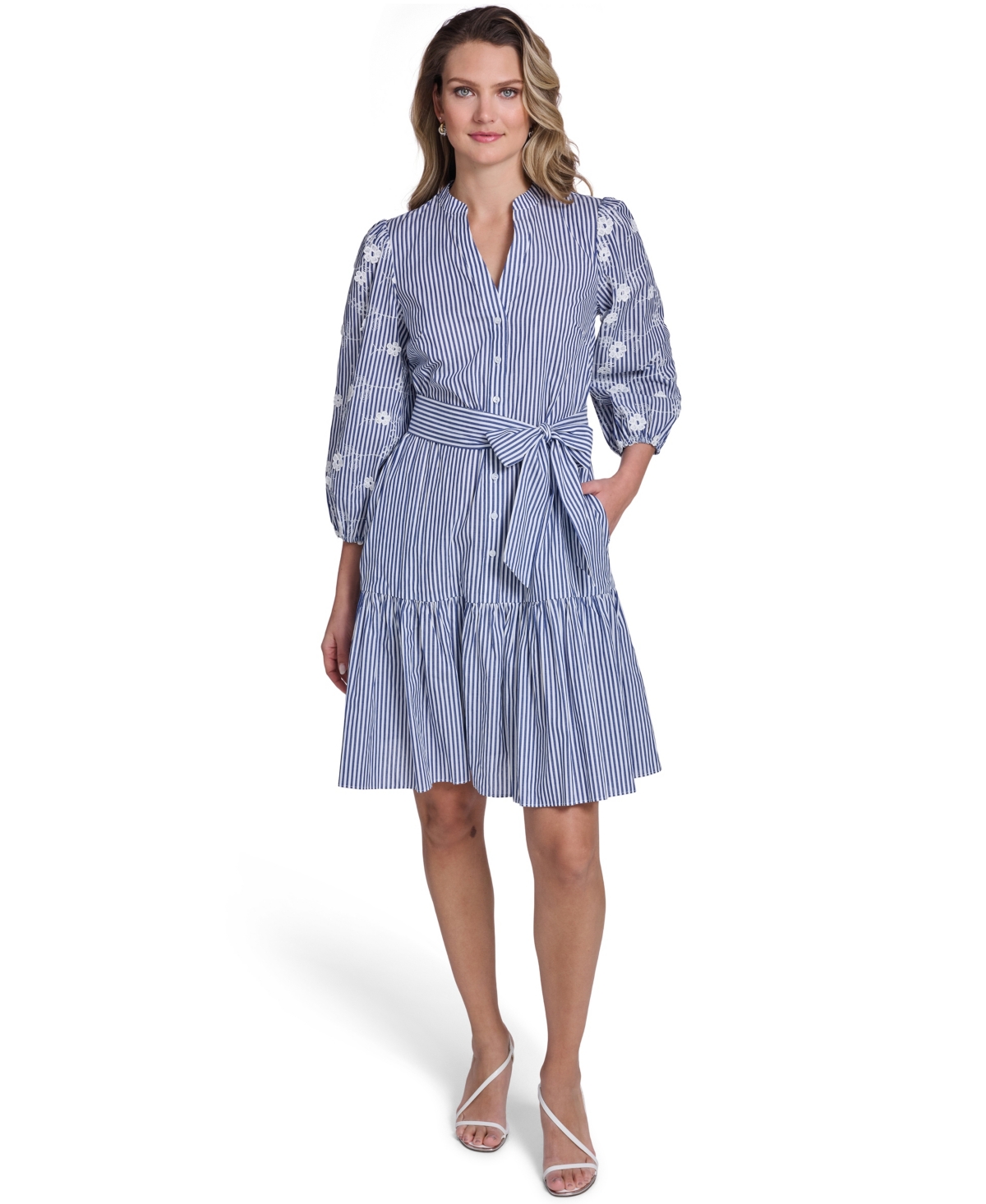 Click here for Jessica Howard Petite 3/4-Sleeve Short Shirt Dress... prices