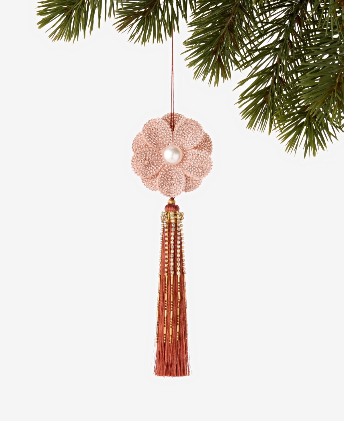 Click here for Holiday Lane Jeweled Classics Flower with Tassel O... prices