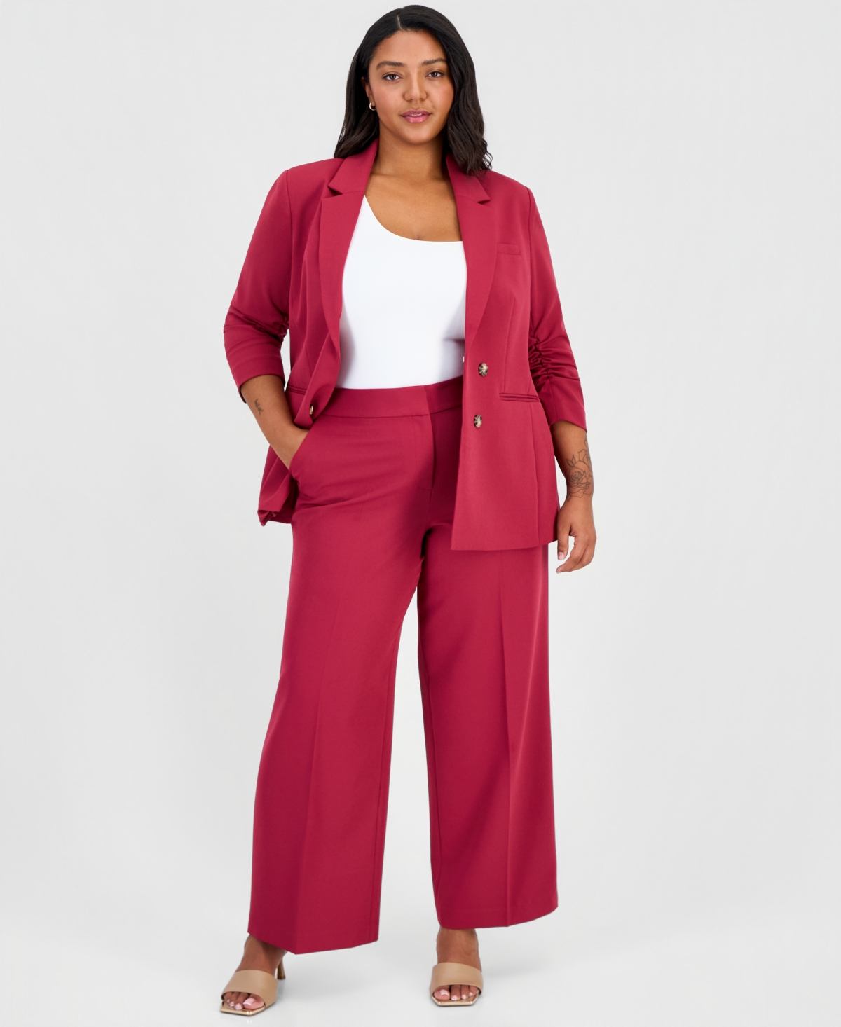 Click here for Tahari Asl Plus Size Mid-Rise Fly-Front Wide-Leg P... prices