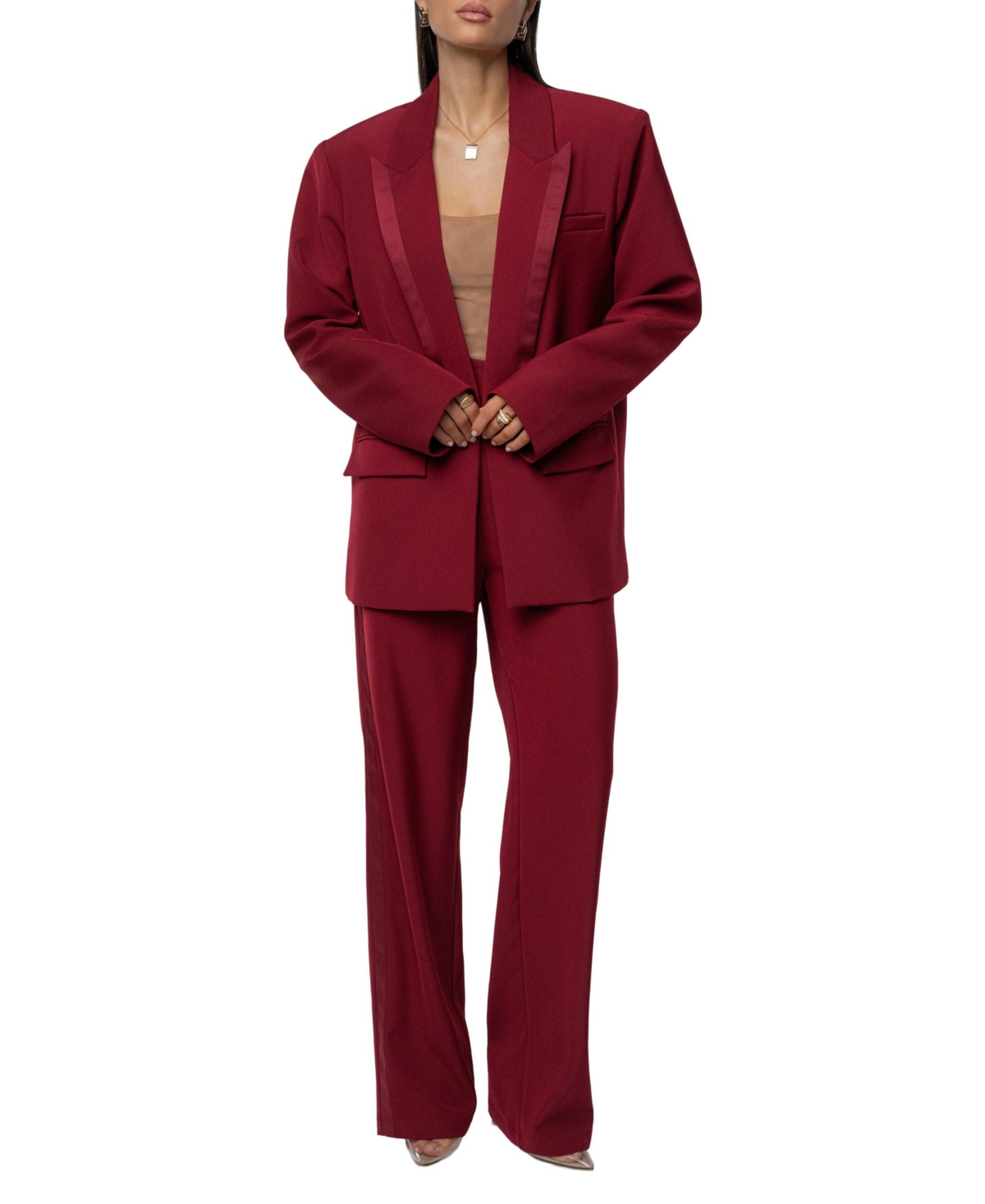 Click here for Jluxlabel Womens Suite Life Woven Pant - Burgundy prices