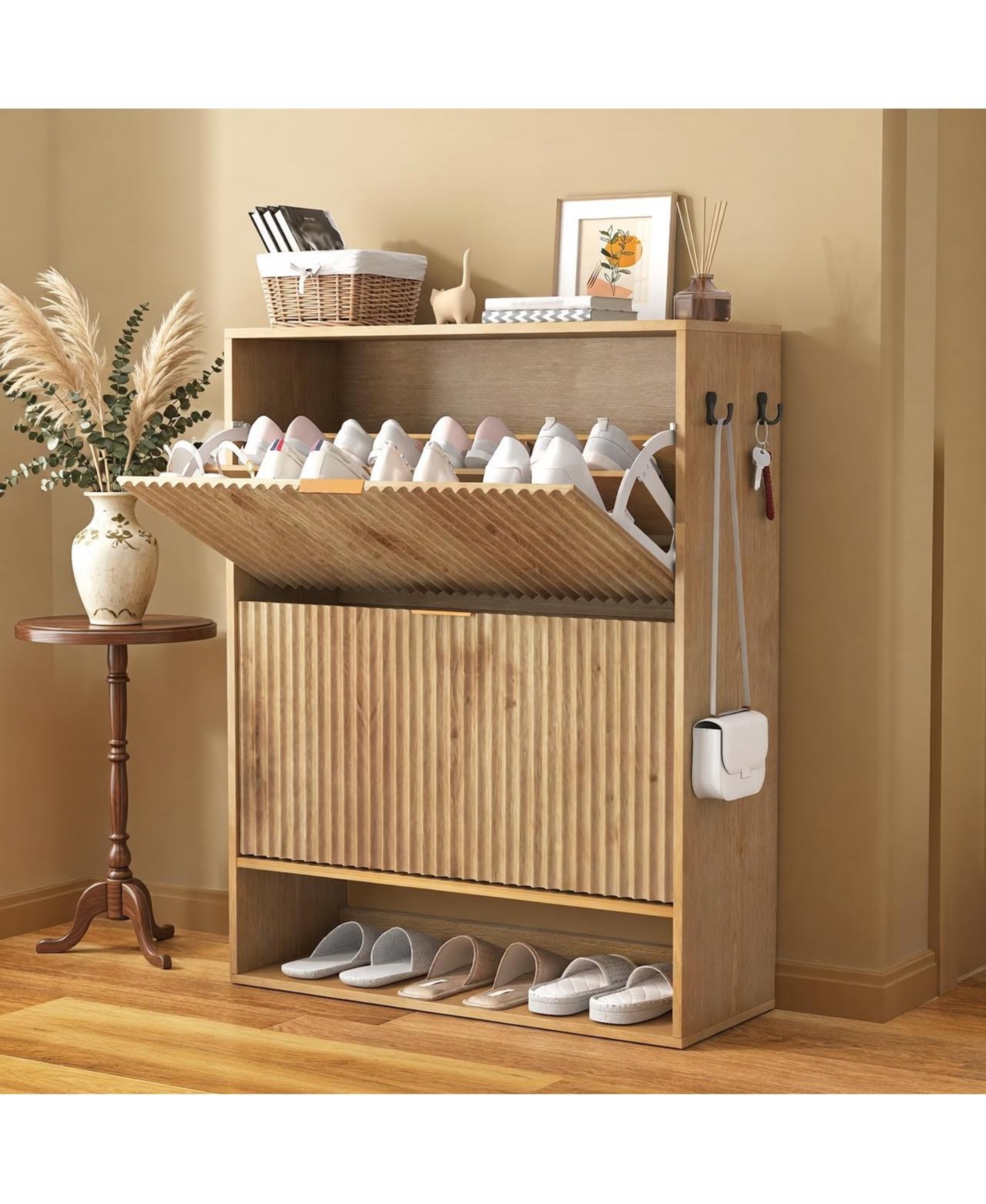 Click here for gaomon Slim Fluted Shoe Cabinet for Entryway Frees... prices