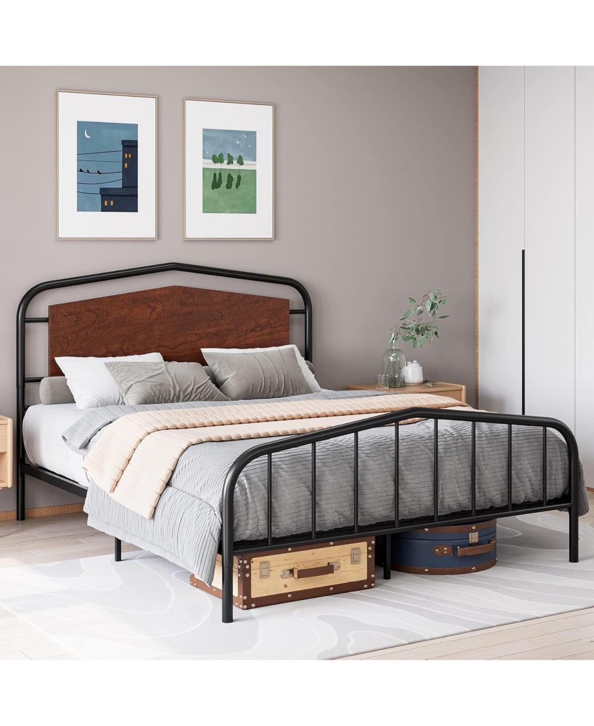 Click here for gaomon Full Industrial Metal Platform Bed Frame Wo... prices
