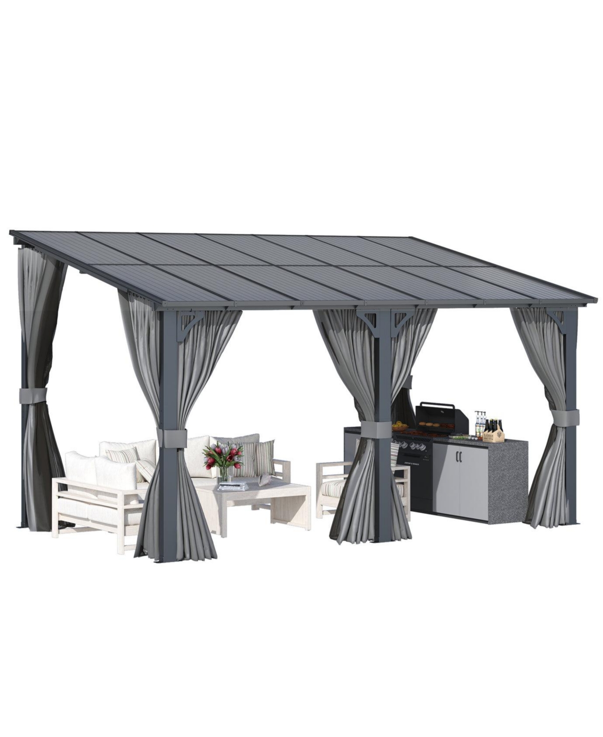 Click here for Aecojoy 14x8 Wall Gazebo with Curtains and Mosquit... prices