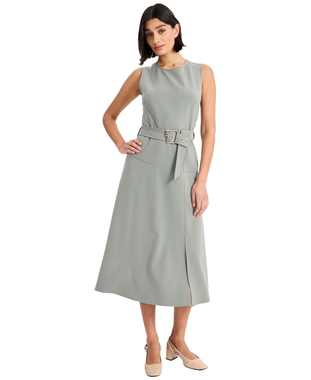 Click here for Luxely Womens Crewneck Sleeveless Flare Midi Dress... prices