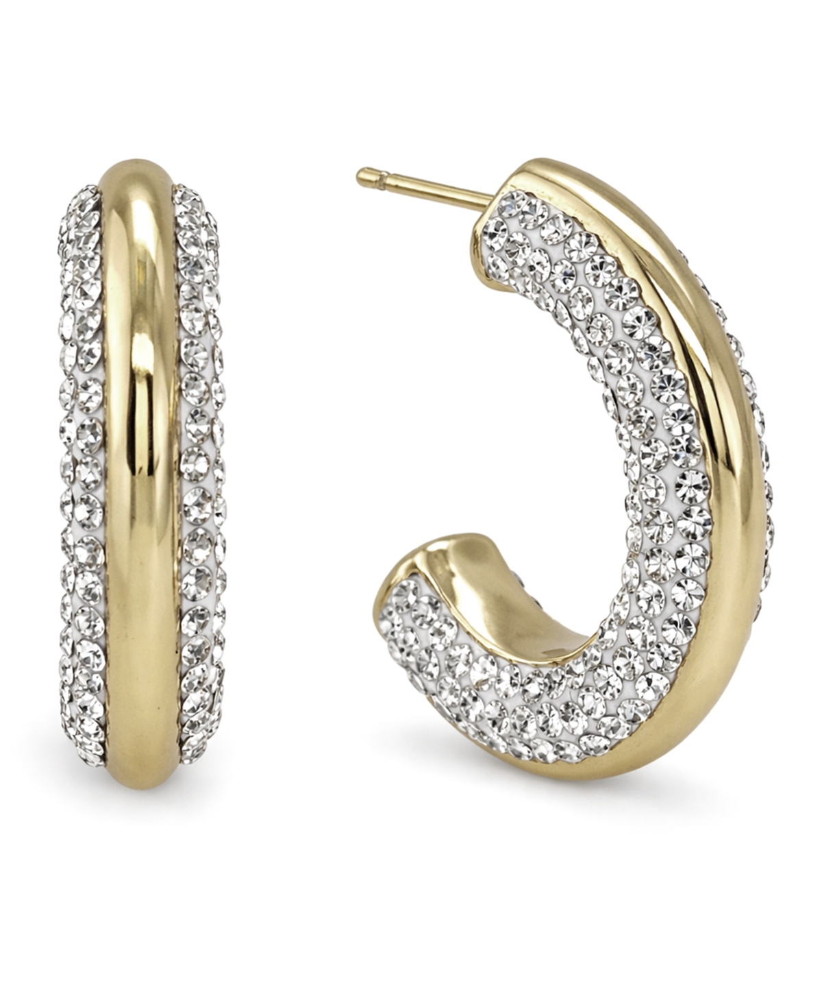 Click here for And Now This Crystal Stones Hoop Earrings - Gold F... prices