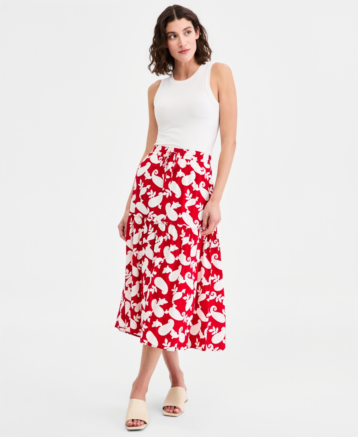 Click here for Nautica Womens Paisley-Print Ruffle Midi Skirt - S... prices