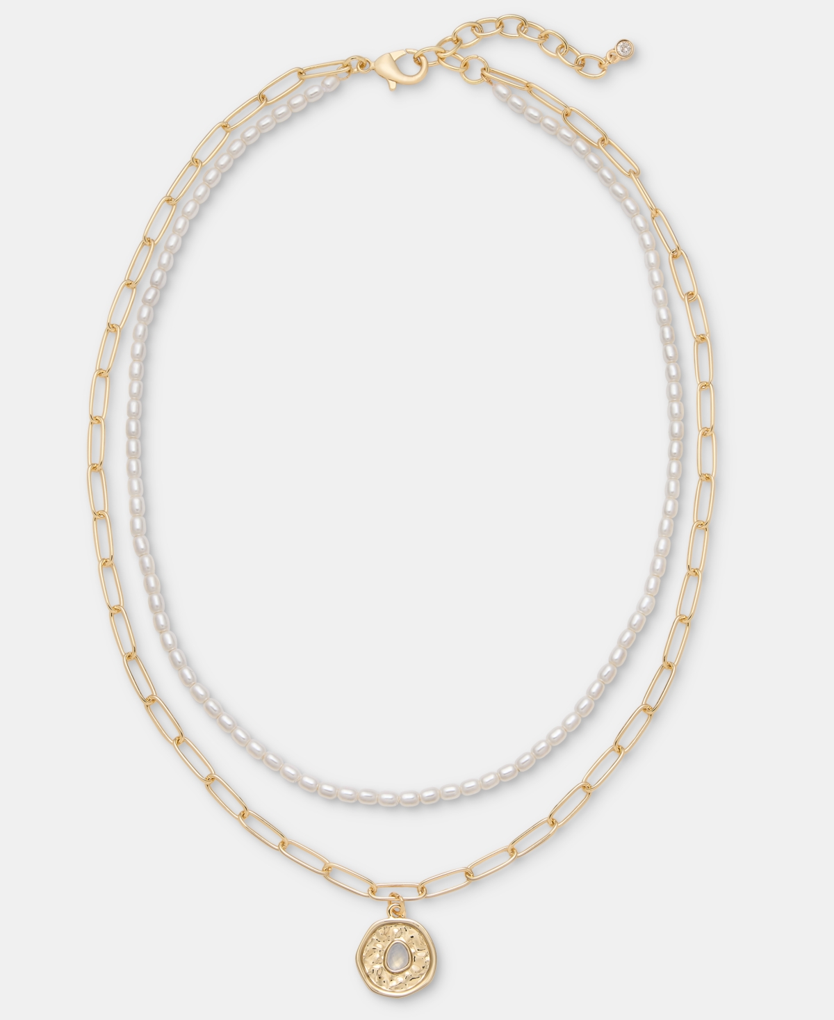 Click here for On 34th Imitation Pearl Beaded Stone Layered Penda... prices