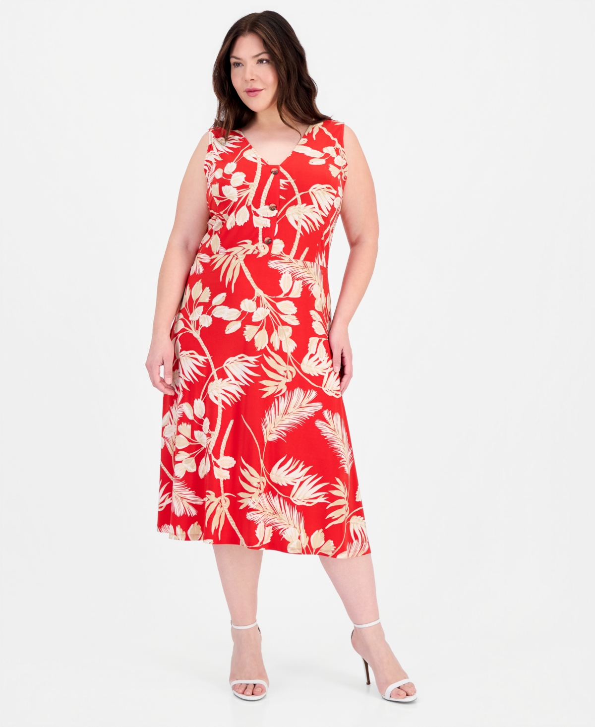 Click here for Anne Klein Essentials Plus Size Faux-Placket A-Lin... prices