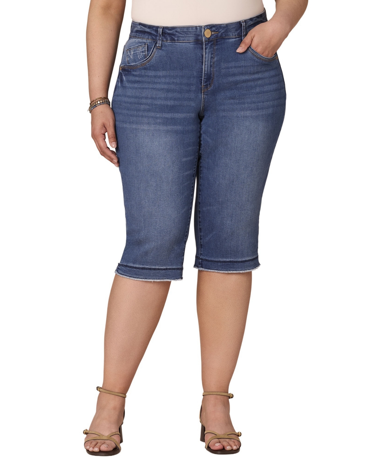 Click here for Democracy Plus Size Skinny Bermuda Mid-Rise Jeans... prices