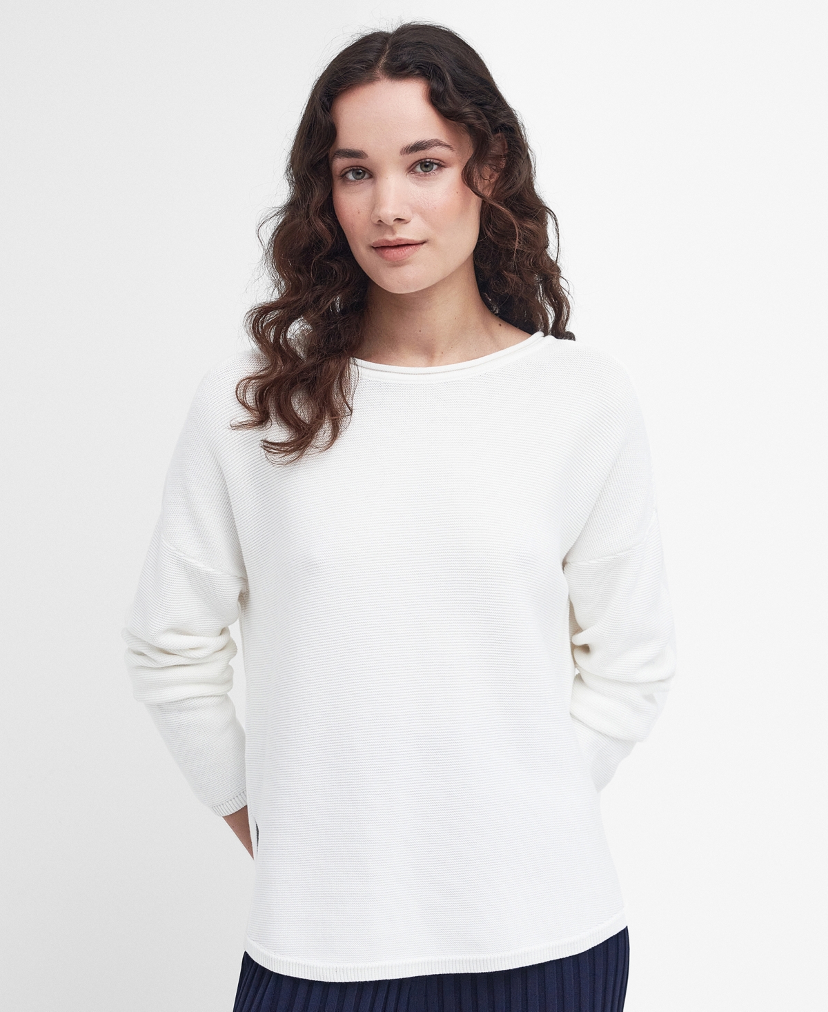 Click here for Barbour Womens Marine Side-Split Knitted Jumper -... prices