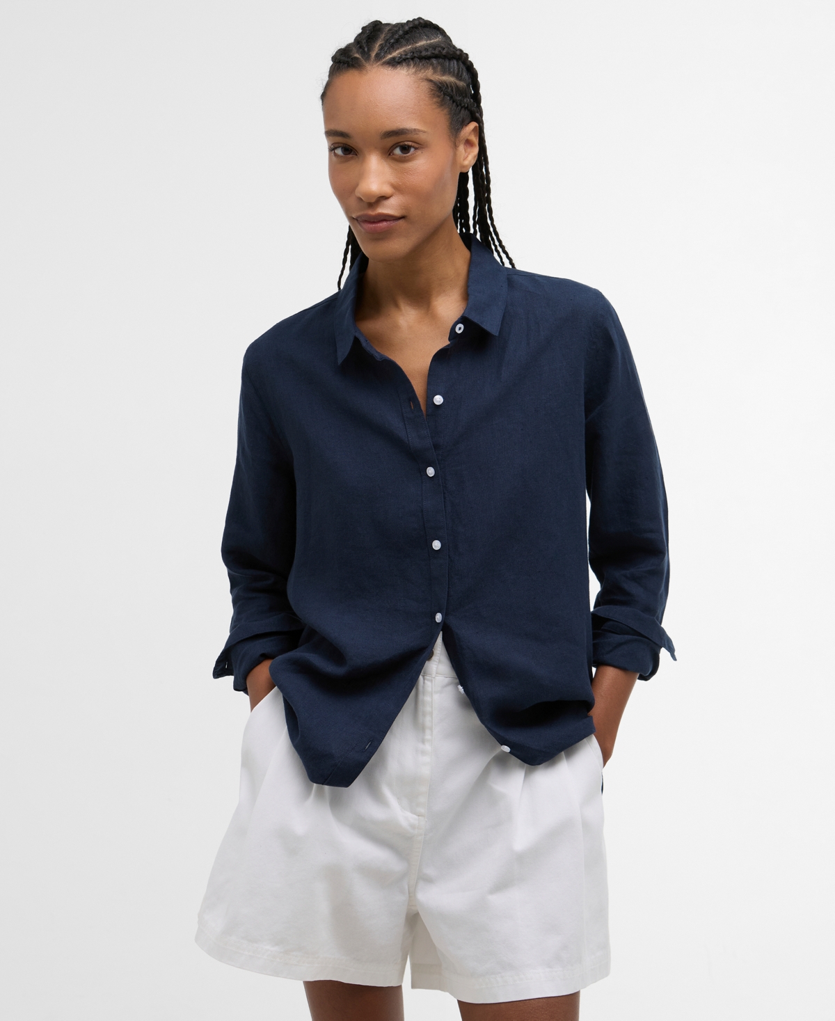 Click here for Barbour Womens Marine Button-Front Shirt - Navy prices
