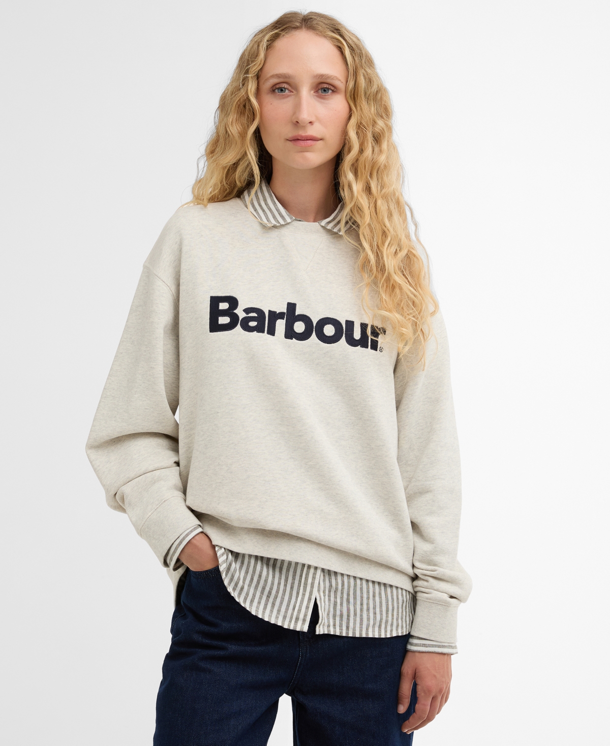 Click here for Barbour Womens Hartland Crewneck Sweatshirt - Clou... prices