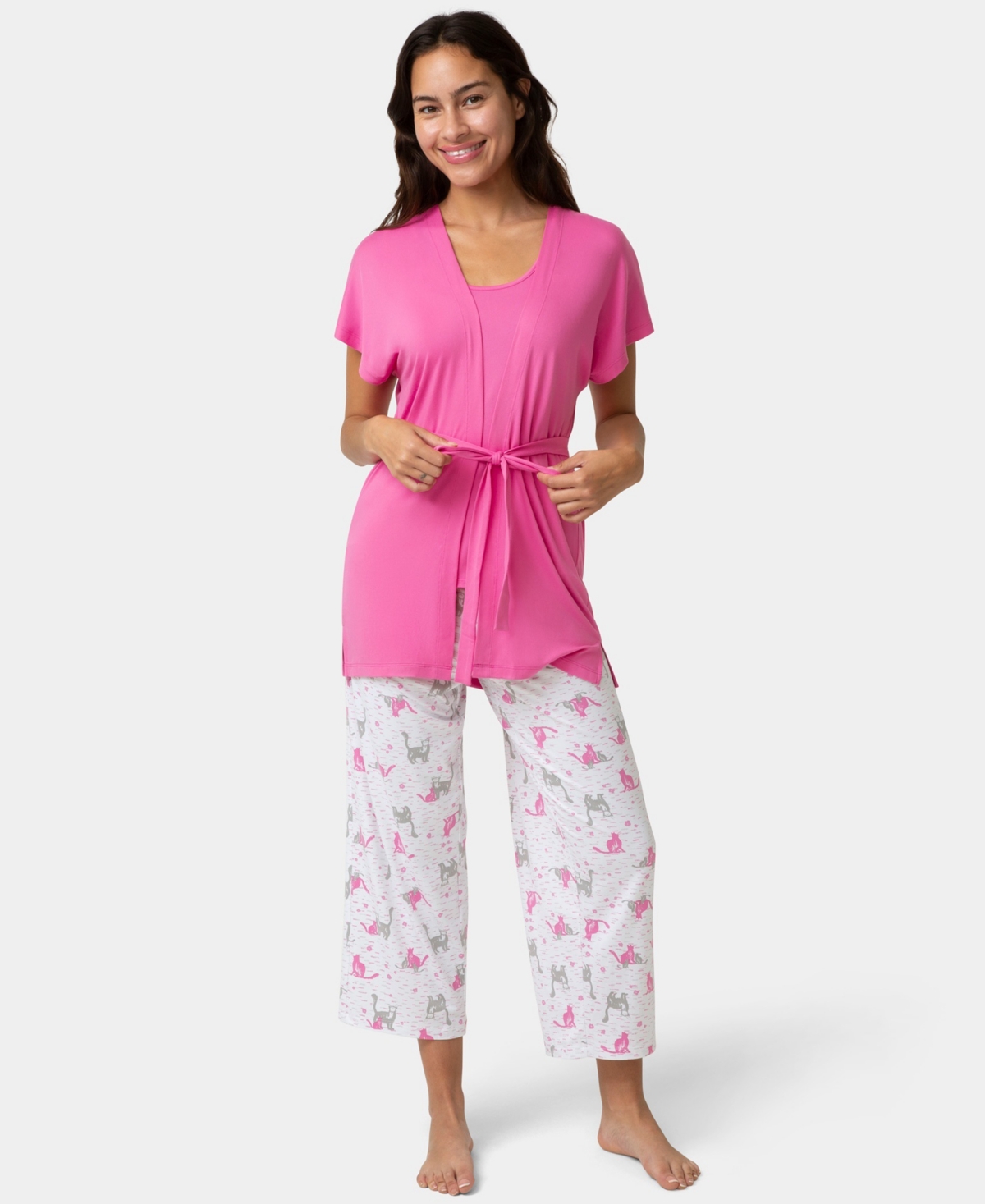 Click here for Hue Womens Mama Jama 3 Piece Pj Set - Phlox Pink prices
