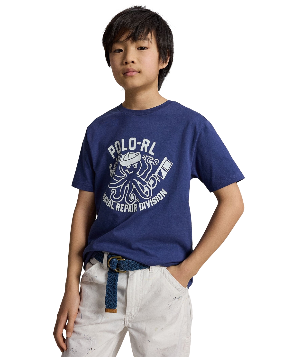 Click here for Polo Ralph Lauren Boys 8-20 Crewneck T-Shirt - Nav... prices