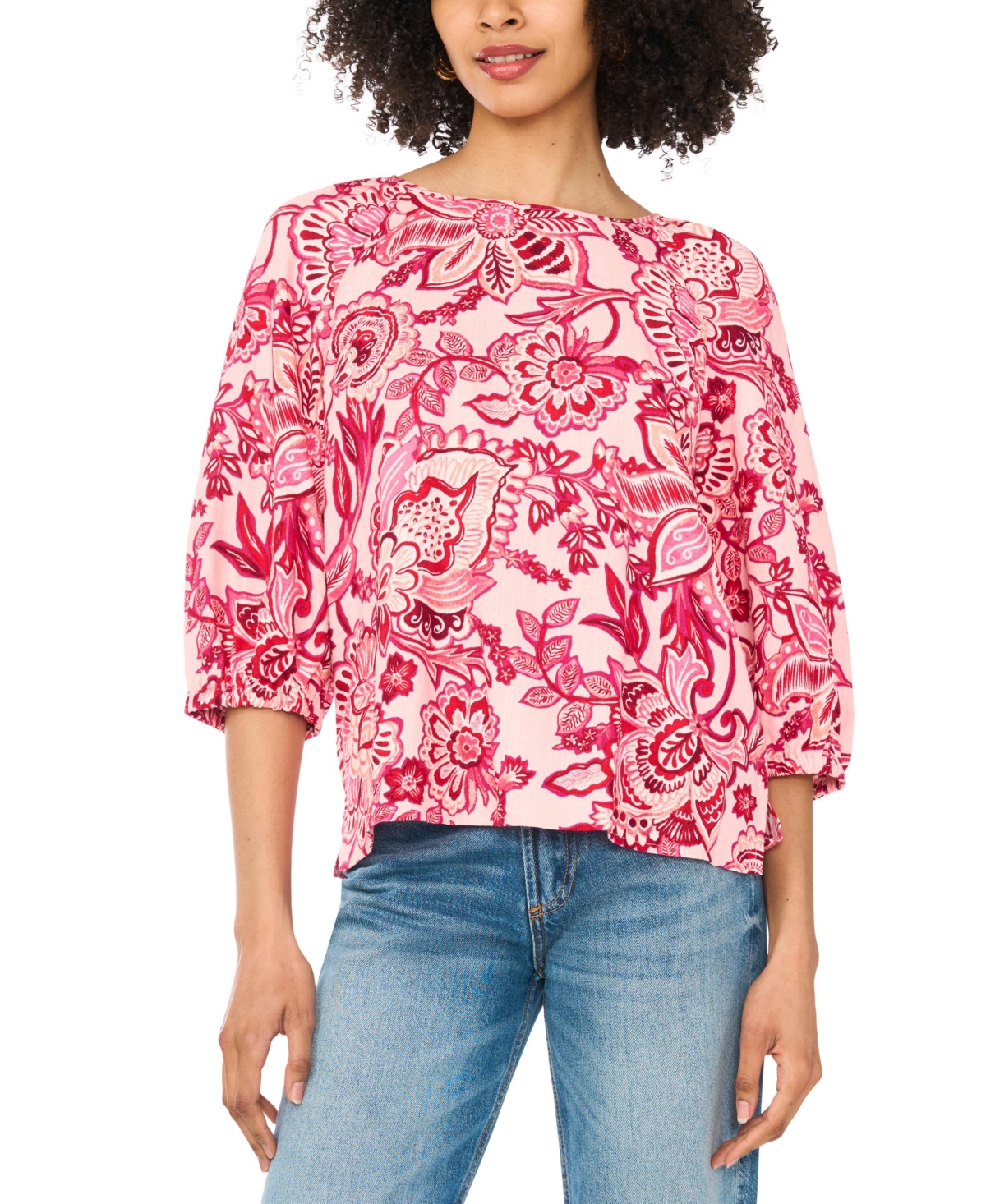 Click here for Vince Camuto Womens Crewneck Top - Cherry Red prices