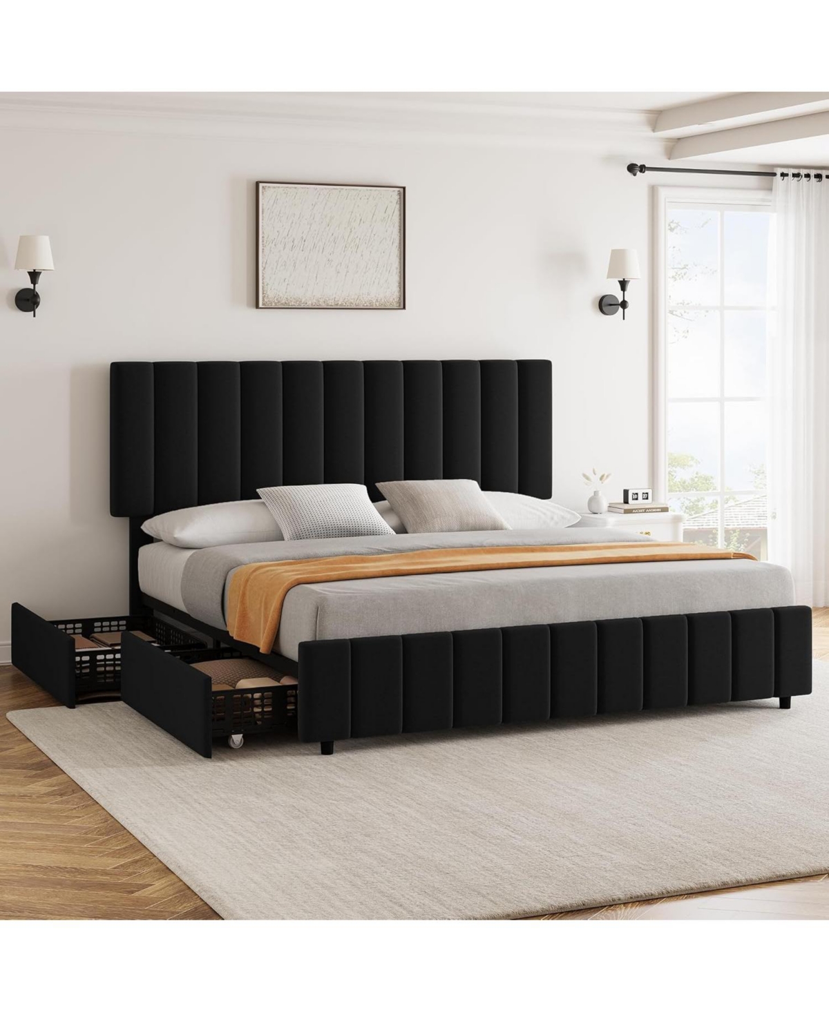 Click here for gaomon Linen Upholstered Bed Frame with 4 Storage... prices
