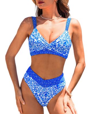 Click here for Cupshe Womens Indigo Tile Ornate Bikini Set prices