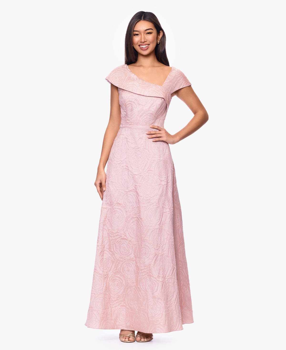 Click here for Xscape Womens Asymmetrical Neck Ball Gown - Blush prices