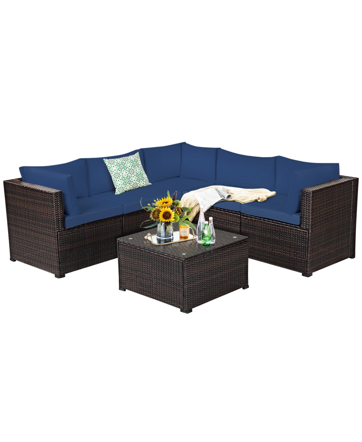 Click here for Gymax 6PCS Rattan Patio Sectional Sofa Conversatio... prices