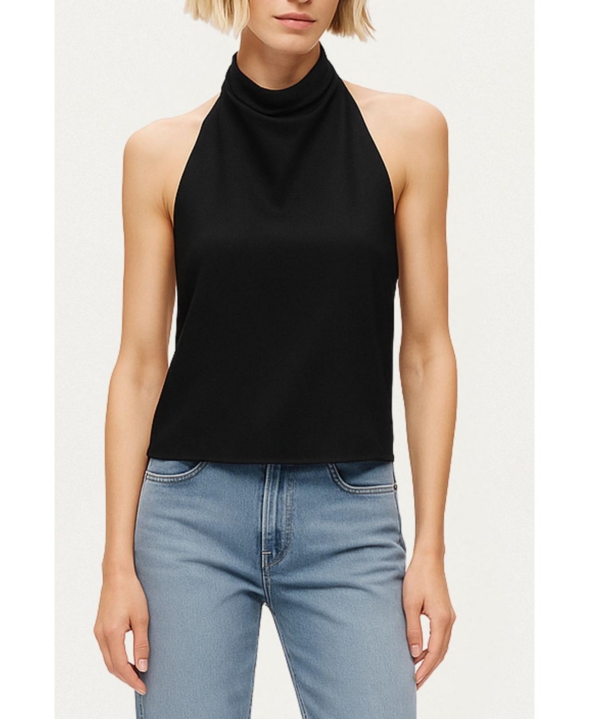 Click here for Nocturne Womens Satin Halter-Neck Draped Top - Bla... prices