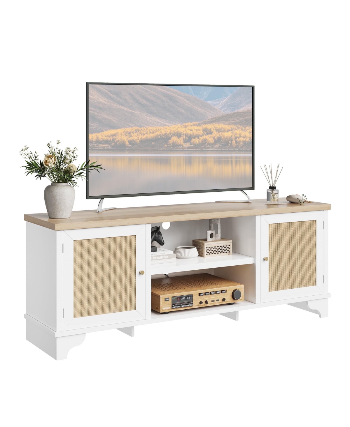 Click here for gaomon Rattan Tv Stand Fits TVs up to 65 inches  E... prices