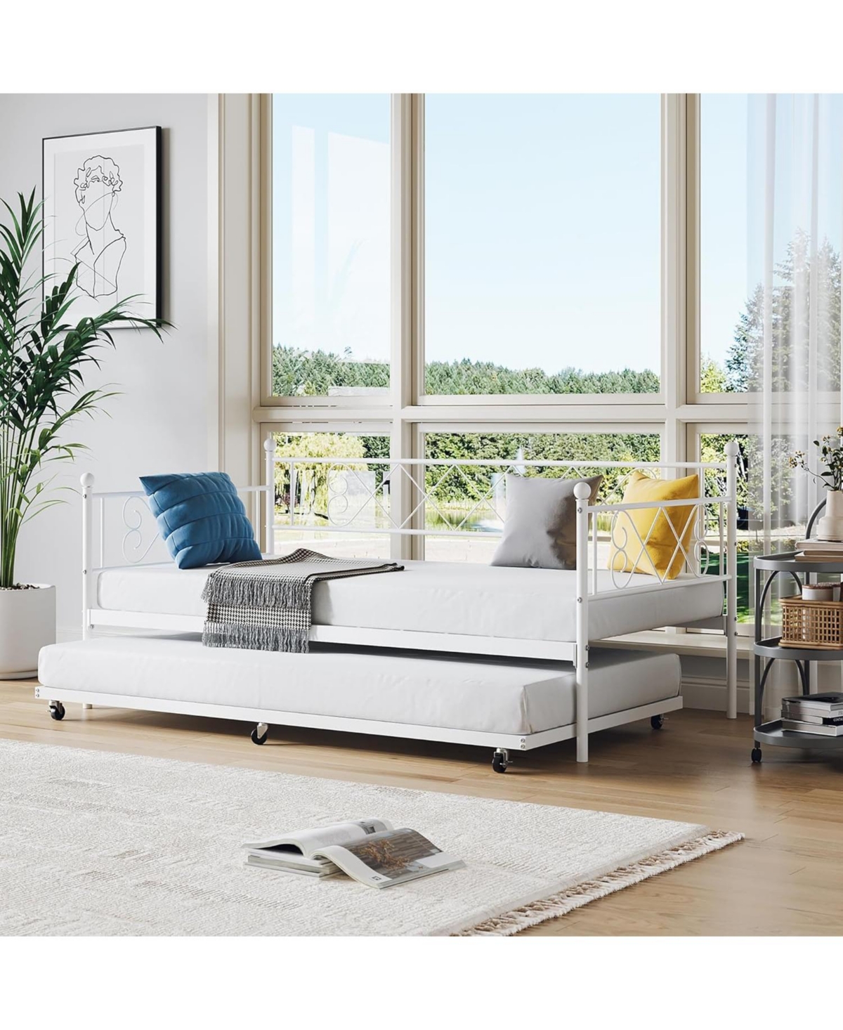 Click here for gaomon Daybed with Trundle Metal Twin Headboard So... prices