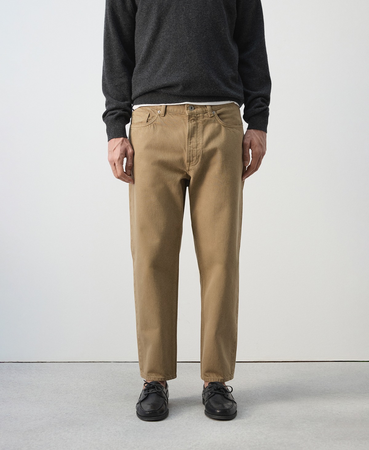 Click here for Mango Mens Sammy Cropped Carrot-Fit Jeans - Beige prices