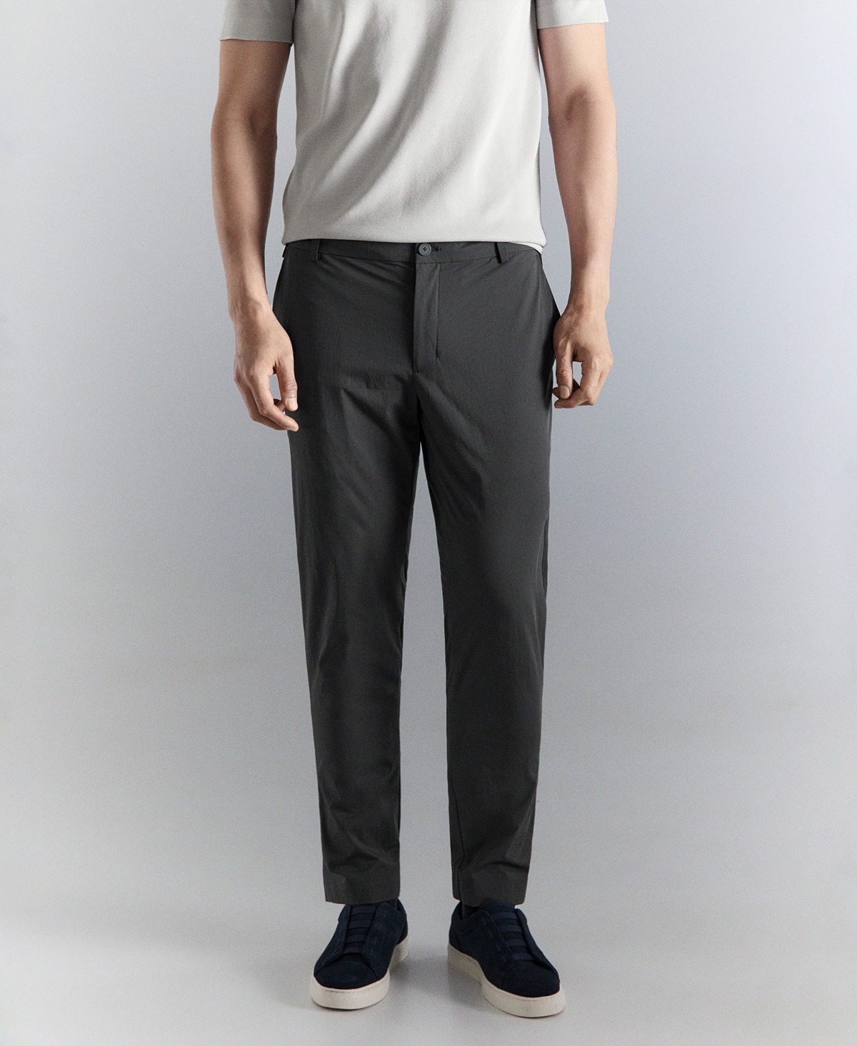 Click here for Mango Mens Slim-Fit Water-Repellent Pants - Dark H... prices