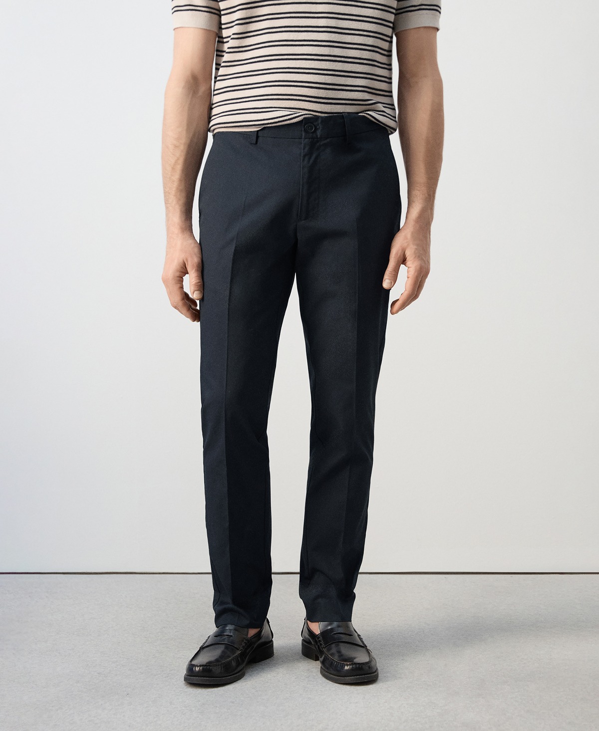 Click here for Mango Mens Cotton Slim Fit Twill Pants - Navy prices