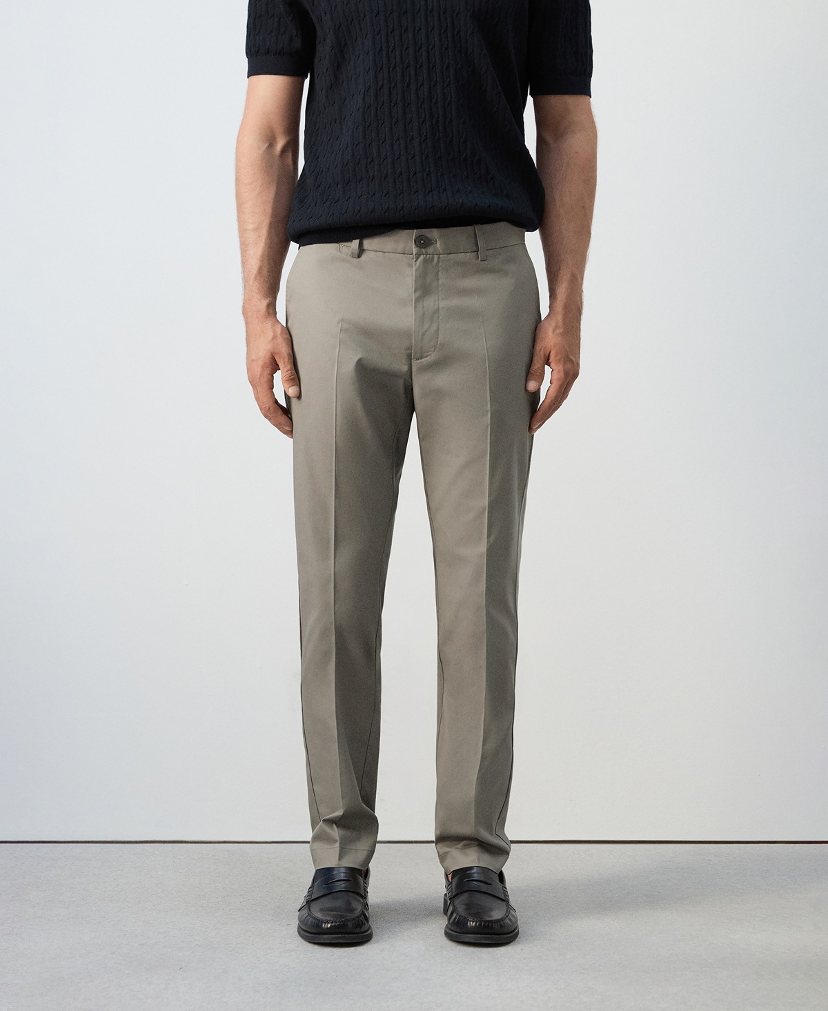 Click here for Mango Mens Cotton Slim Fit Twill Pants - Beige prices