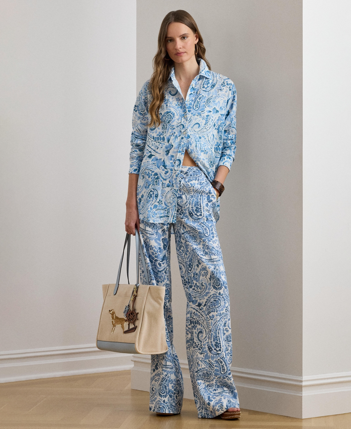 Click here for Lauren Ralph Lauren Womens Mid-Rise Wide-Leg Pants... prices