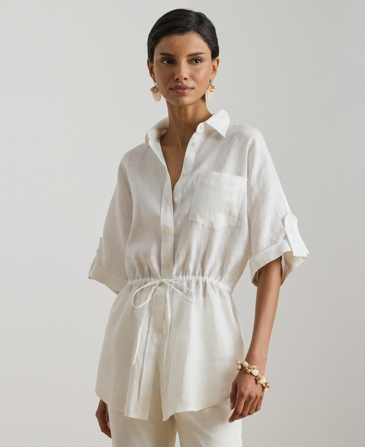 Click here for Lauren Ralph Lauren Womens Point Collar Tunic Shir... prices