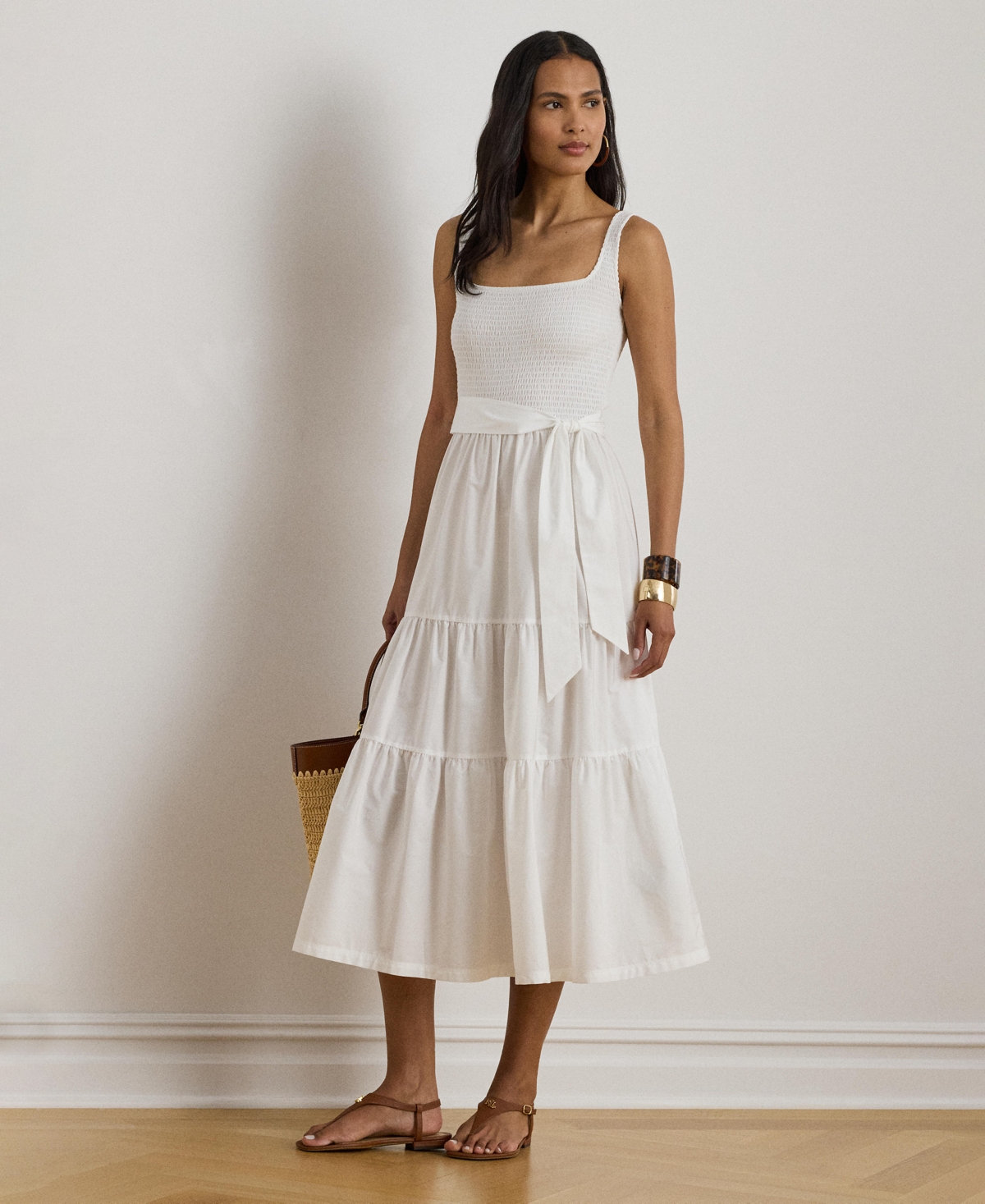 Click here for Lauren Ralph Lauren Womens Square Neck Tiered Midi... prices